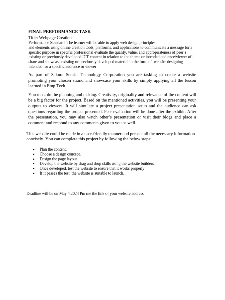 FINAL PERFORMANCE TASK Emptech | PDF