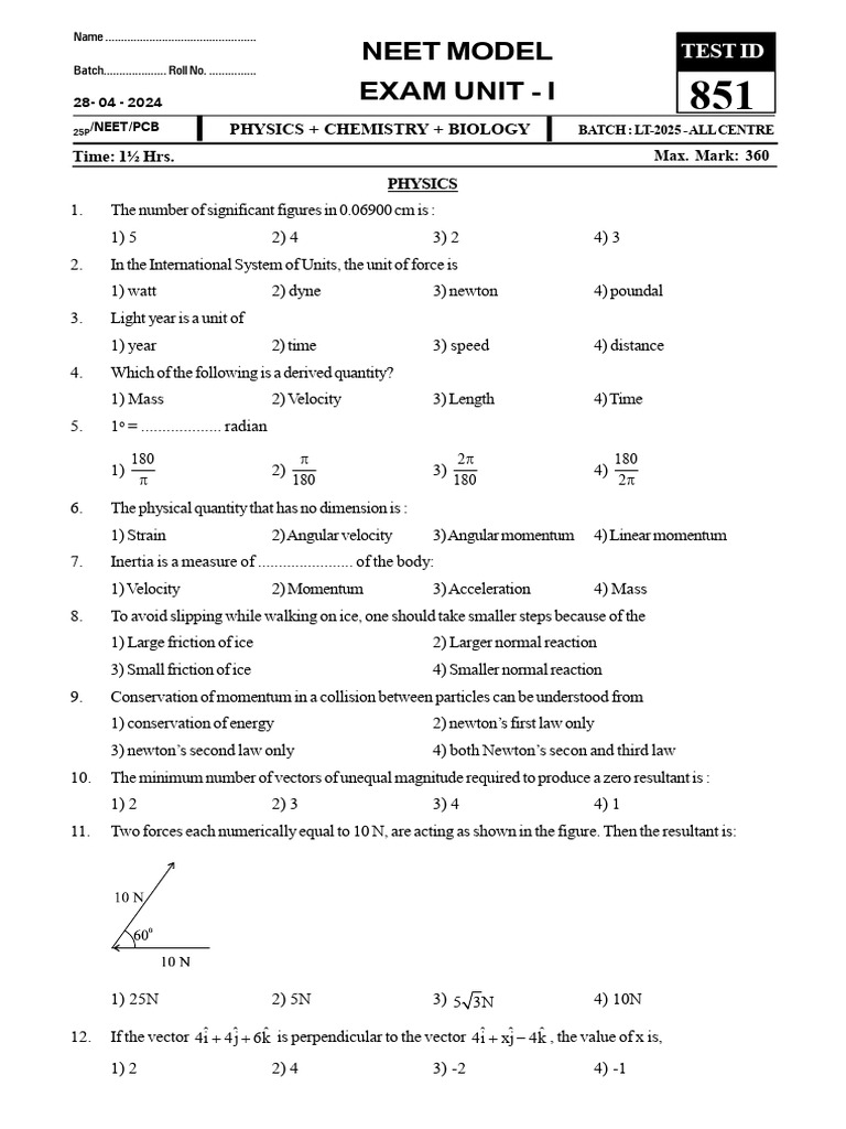 NEET Model (Unit I) | PDF