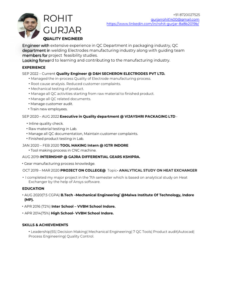 Rohit Gurjar's Resume | PDF