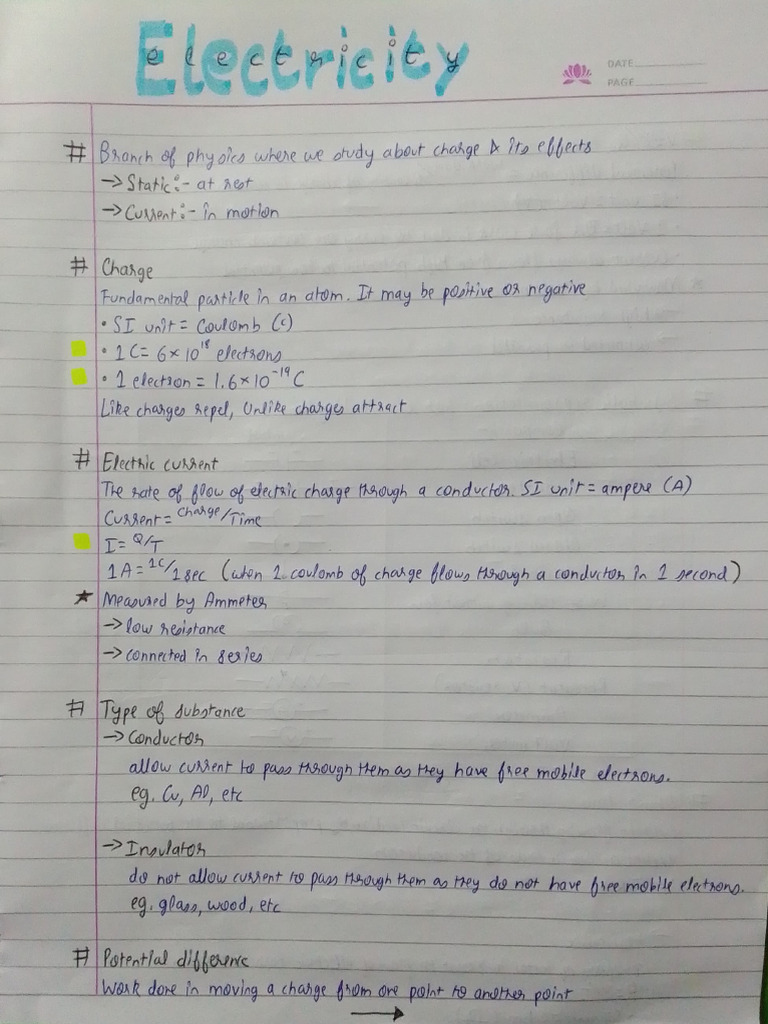 Electricity Notes | PDF | Science & Mathematics | Technology & Engineering