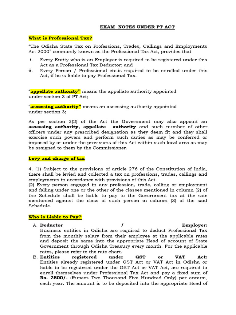 Exam Notes PT Act | PDF
