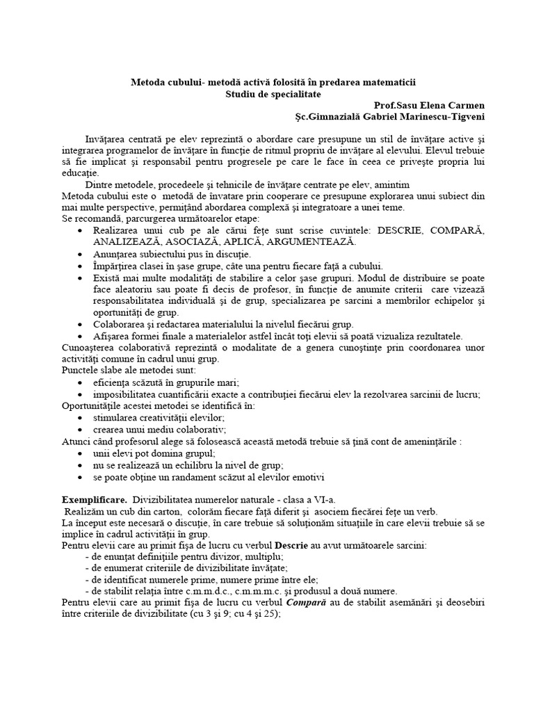 Metoda Cubului | PDF