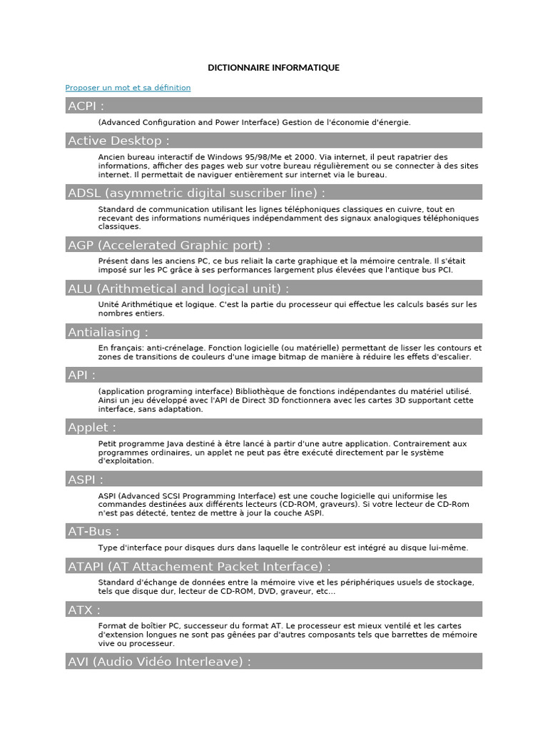 Dictionnaire Informatique | PDF