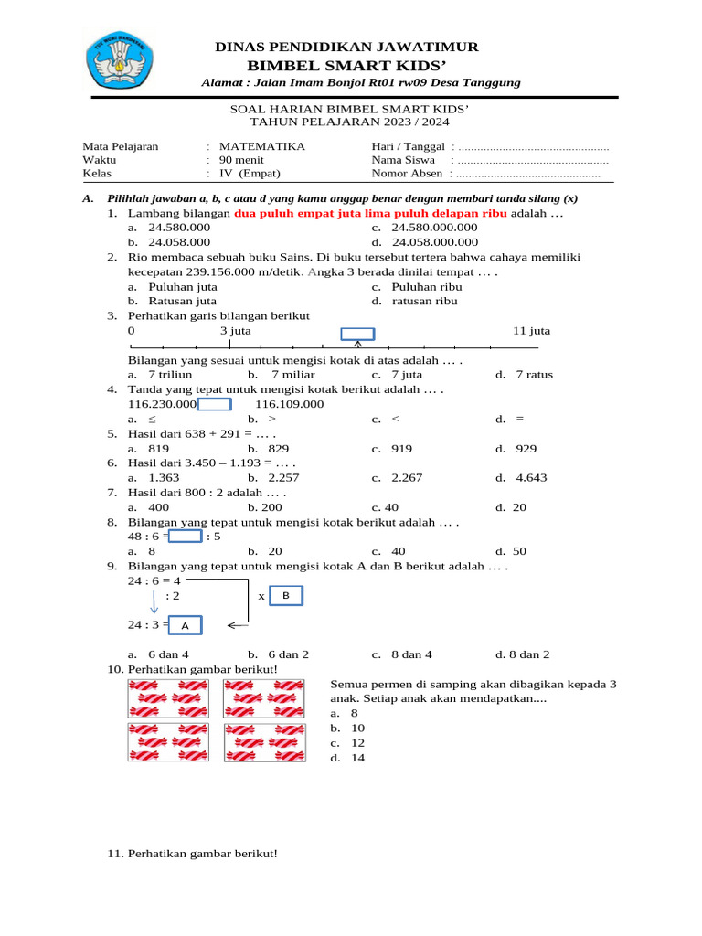 Soal Pts Mat Kelas 4 KM | PDF
