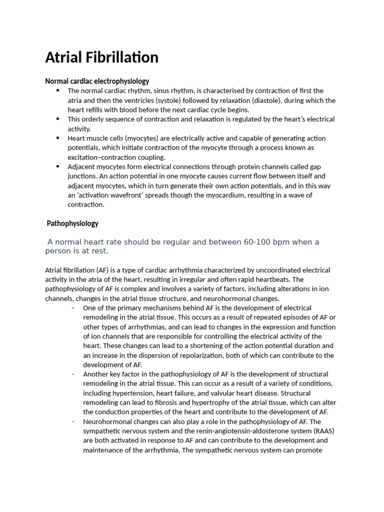 Atrial Fibrillation (Pharmacy Student Notes) | PDF