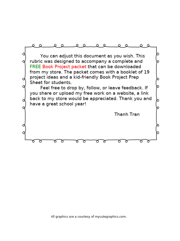 Bookprojectrubric | PDF