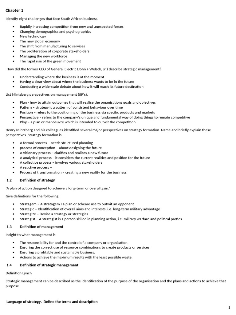 ICB Strategic Management Notes by Chapter | PDF | Strategic Management ...