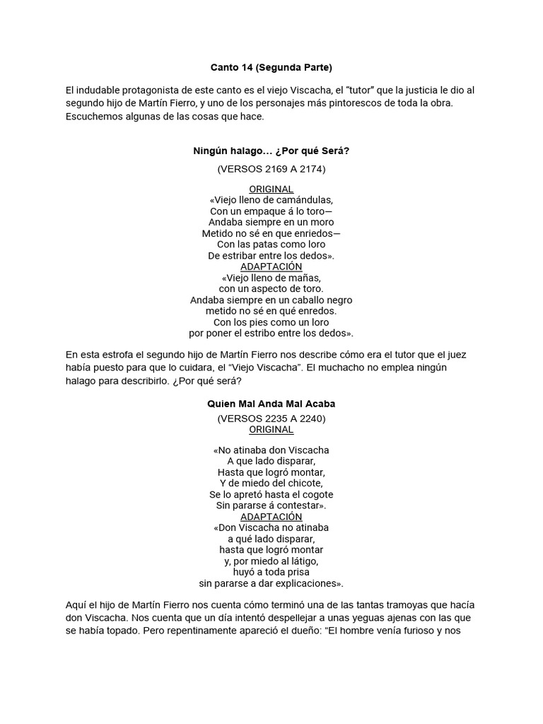 Canto XIV Y XV (Segunda Parte) | PDF