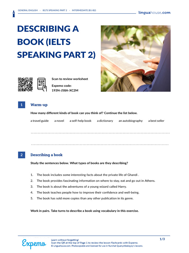 Describing A Book Ielts Speaking Part 2 British English Student | PDF