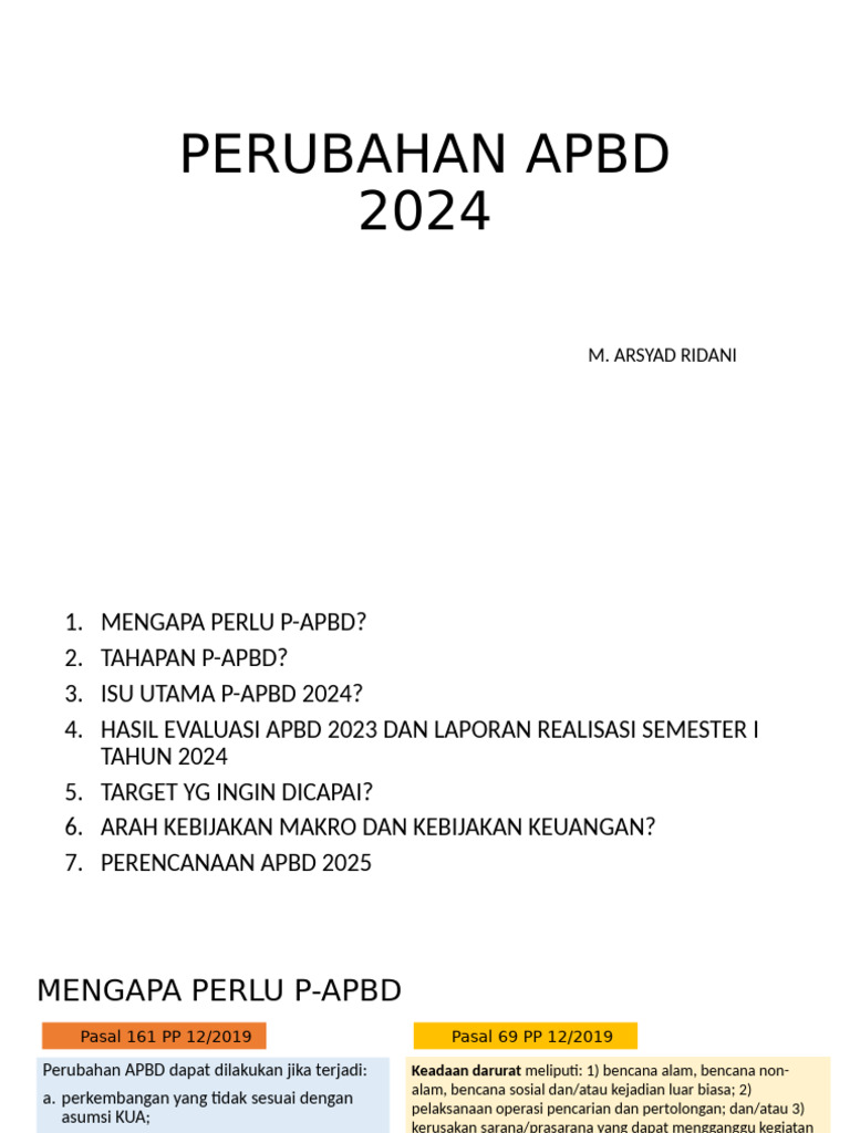 Perubahan Apbd 2024 | PDF