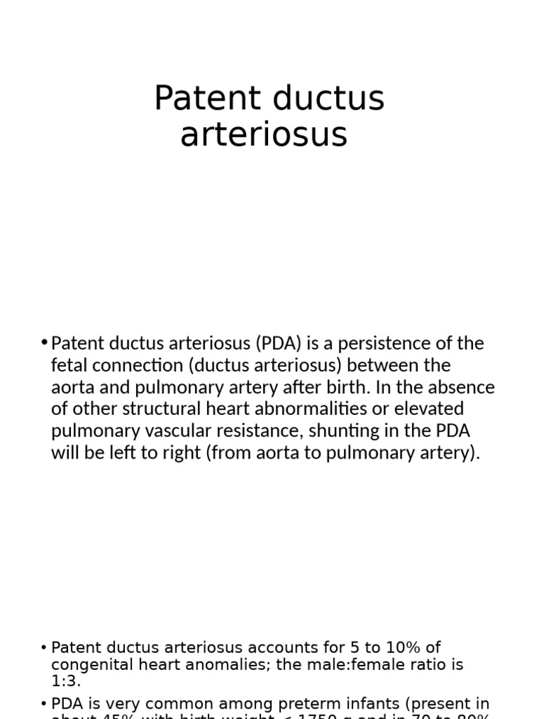 Patent Ductus Arteriosus | PDF