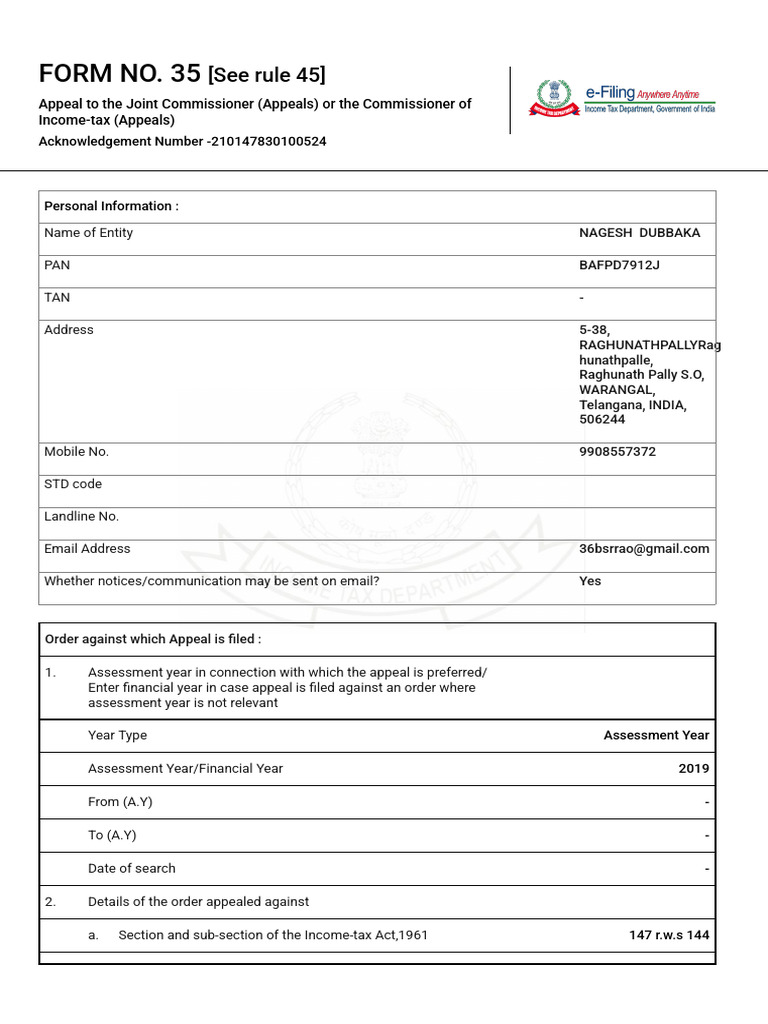 Form 35 - Filed Form | PDF | Justice | Crime & Violence