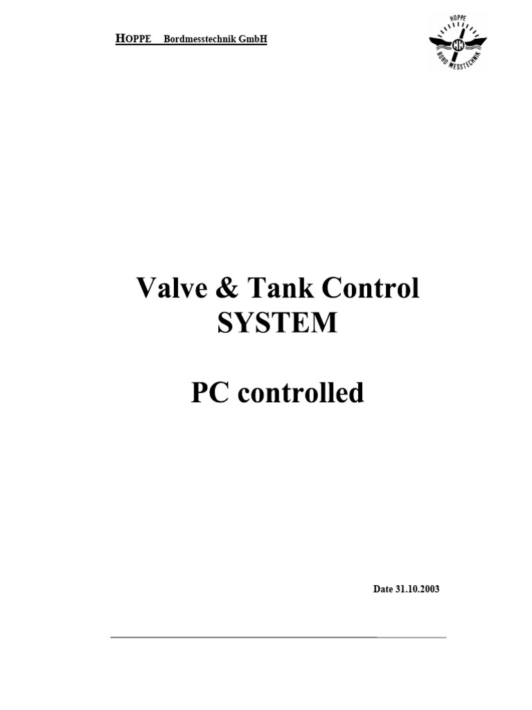 HOPPE - Valve and Tank Control Sys | PDF