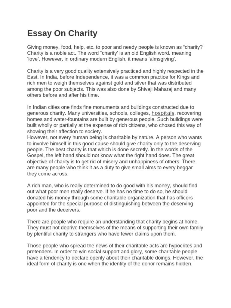 Essay On Charity | PDF