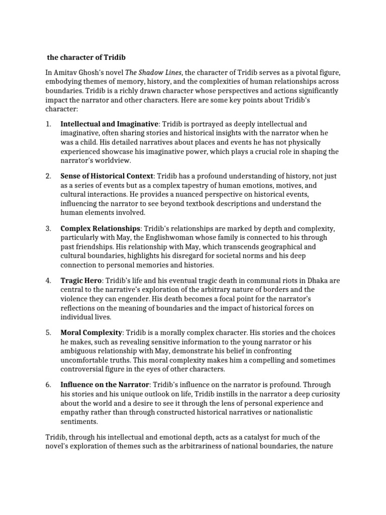 The Character of Tridib | PDF | Narration | Narrative