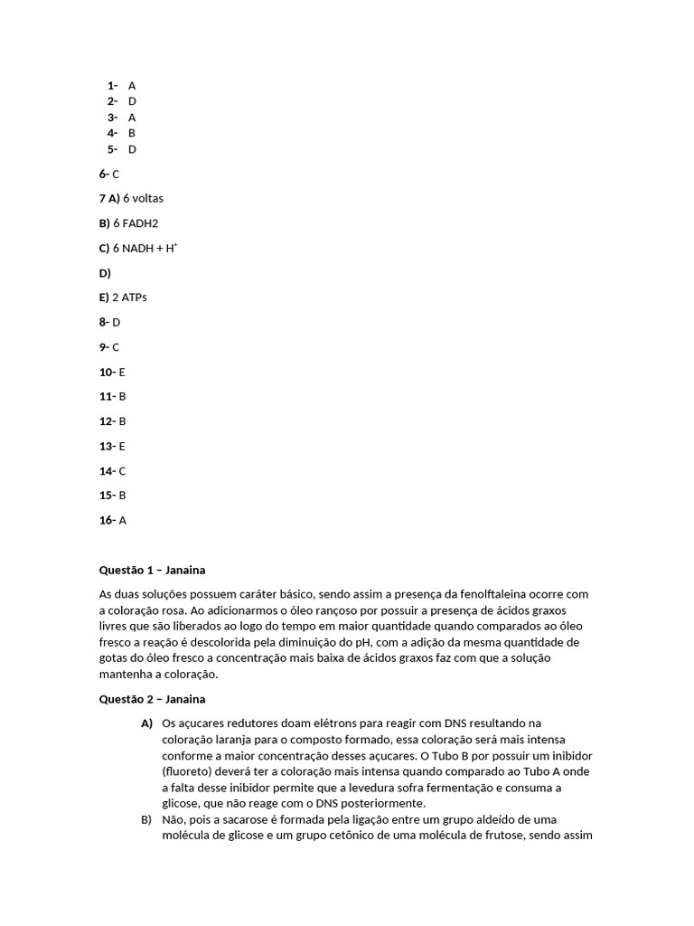 Respostas - Bioq | PDF