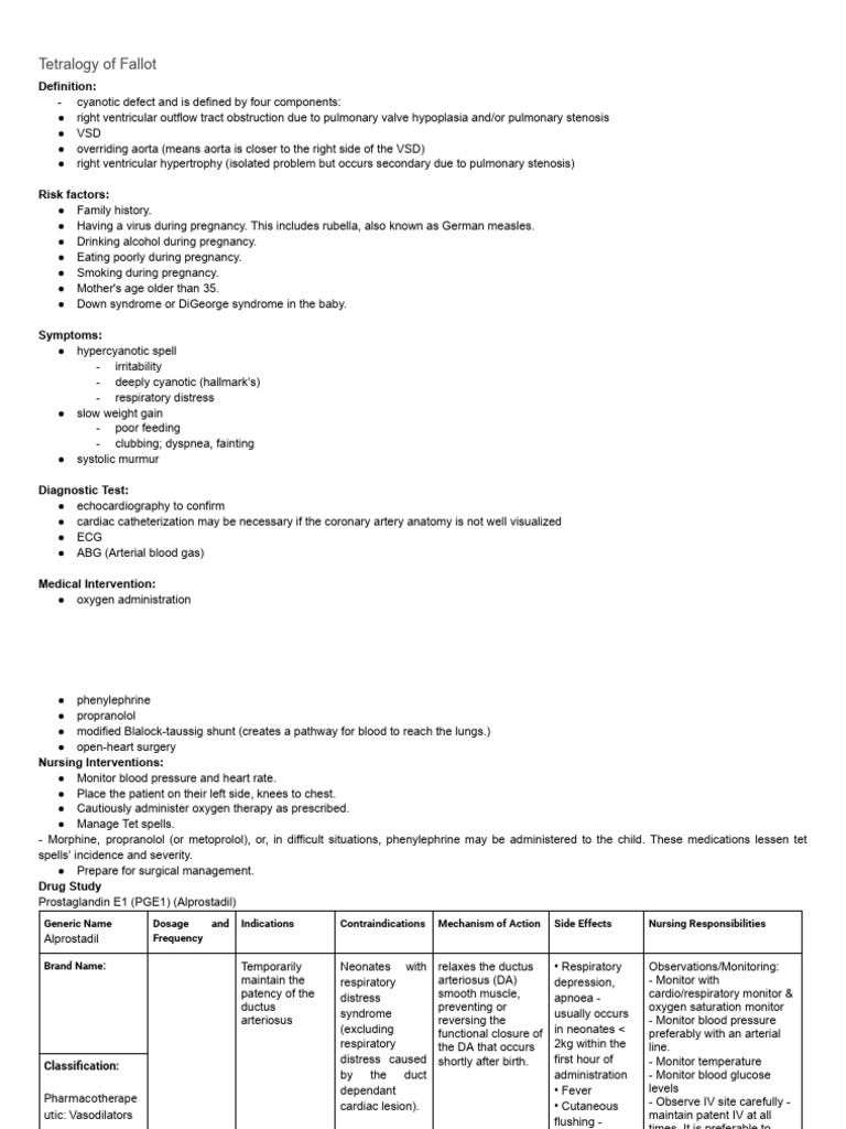 Tetralogy of Fallot | PDF