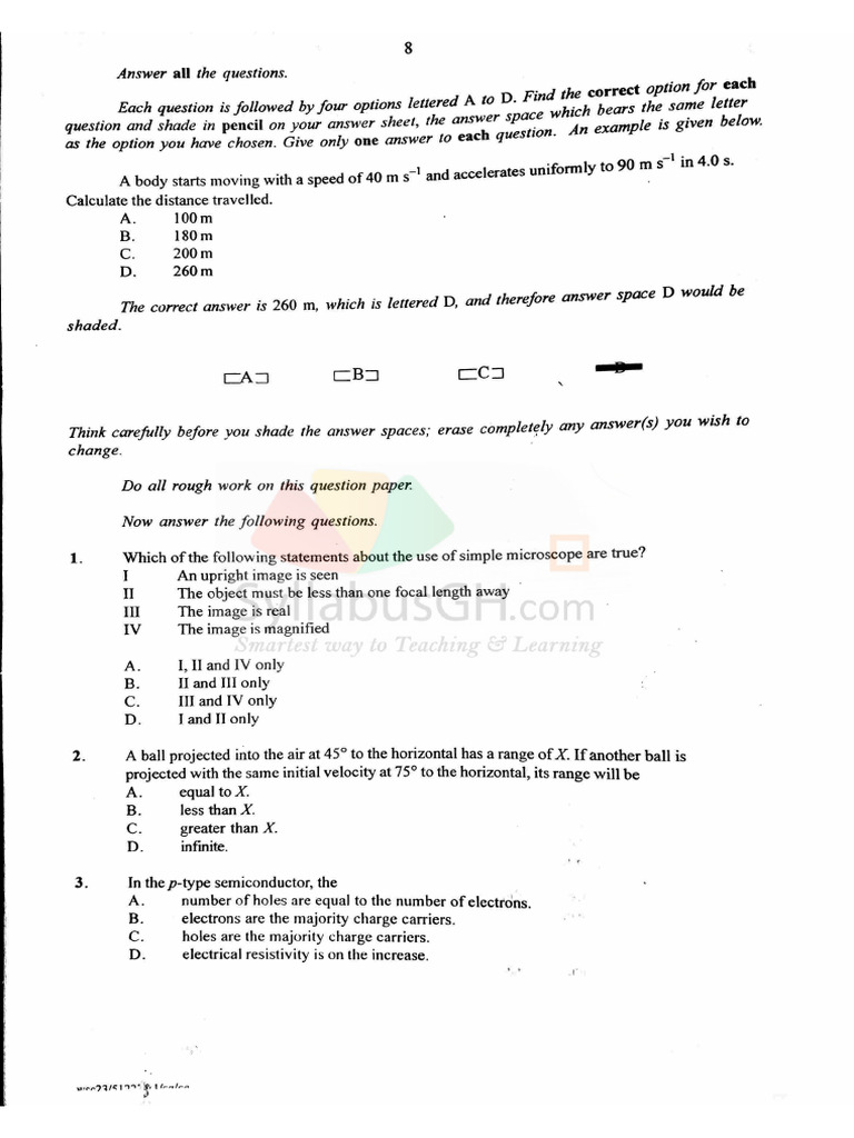 2023 Wassce Physics 1 | PDF