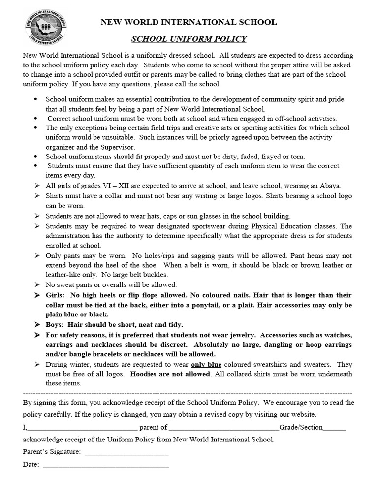 Uniform Policy - For The Diary | PDF