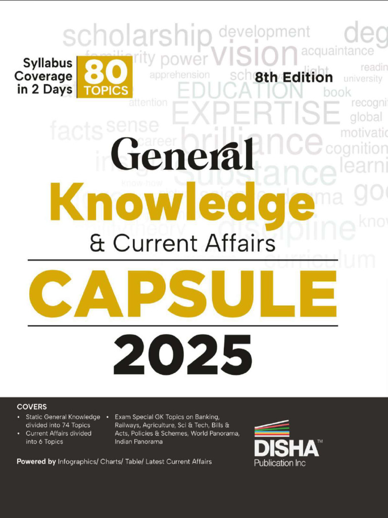 Disha General Knowledge & Current Affairs Capsule 2025 (8th Edition) | PDF