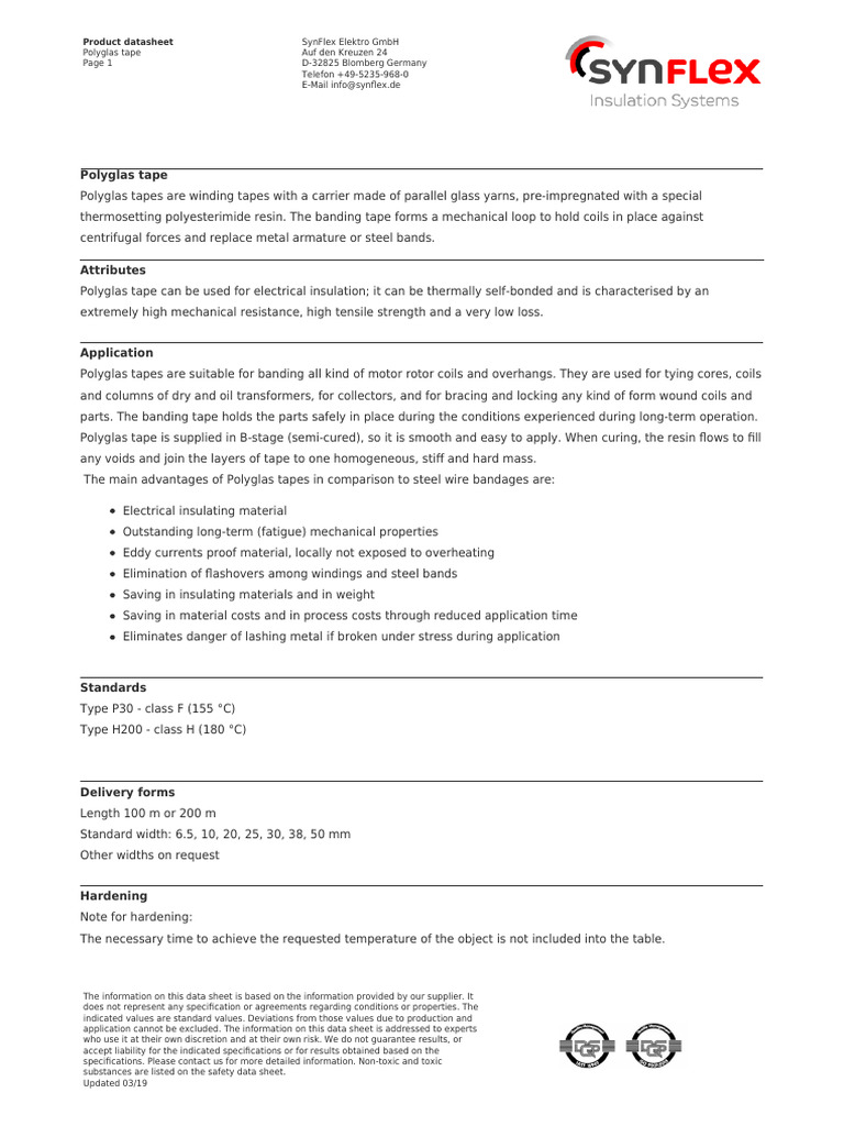 Polyglas-Tape Datasheet | PDF
