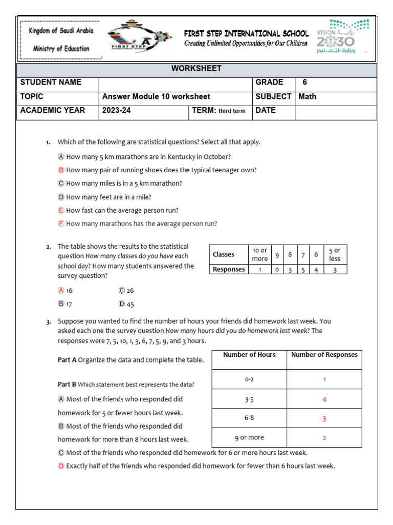 Answer Key Module 10 Final Math | PDF