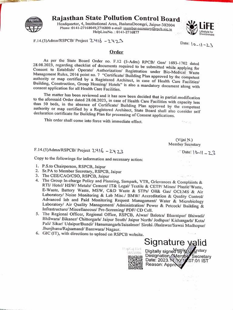 Modification in Checklist RSPCB | PDF