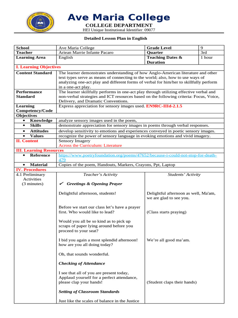 Grade 9 Lesson Plan Edited Ver Finale | PDF
