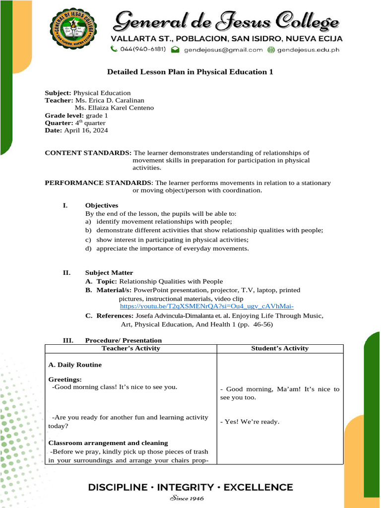 Revised Lesson Plan in Pe1 | PDF