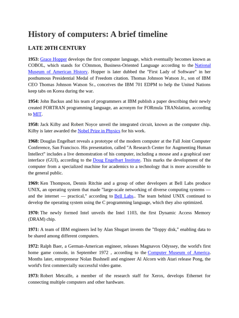 19 - History of Computers in Late 20th Century | PDF