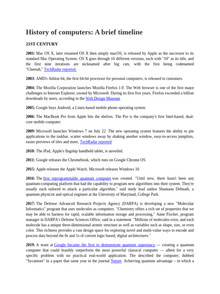 20 - History of Computers in 21st Century | PDF