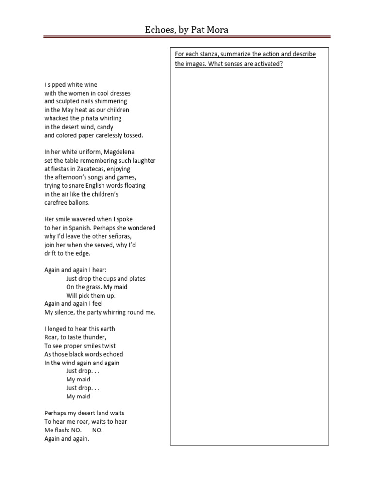 Echoes Pat Mora Qzrlr6 | PDF