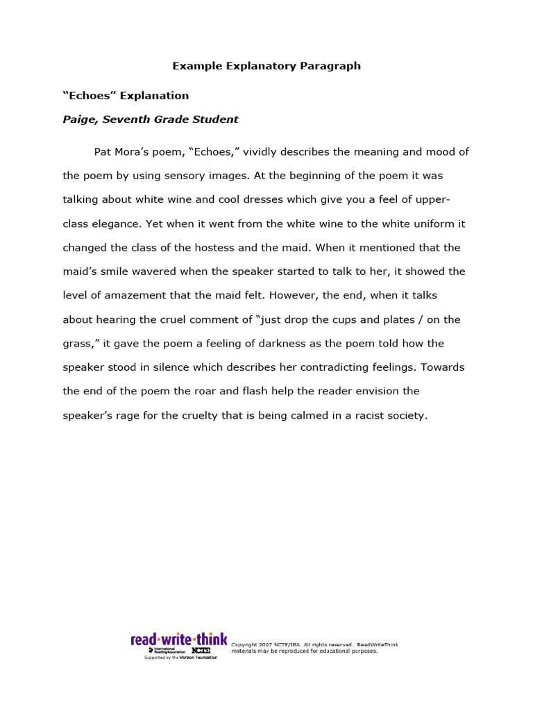 Example Explanatory Paragraph | PDF