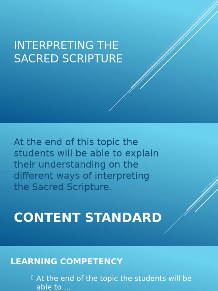 Topic 2 Interpreting The Sacred Scripture | PDF