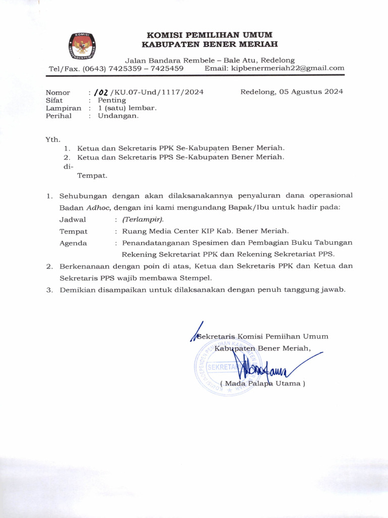 2024sds-Bm102 - Undangan Pembagian Spesimen Dan Butab Adhoc | PDF