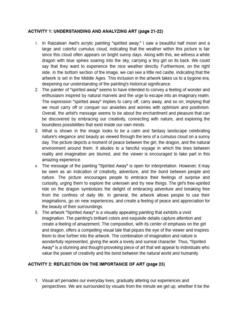 Art Appreciation - Spirited Away Analysis | PDF