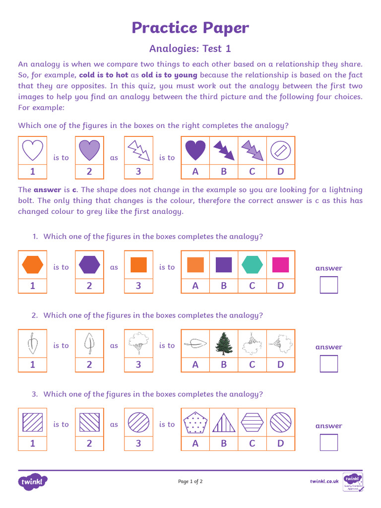 Analogies-Assessment-Pack Ver 3 | PDF