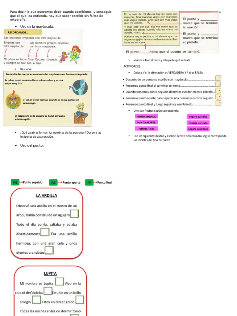 Uso de La Mayuscula y El Punto | PDF | Language Arts & Discipline