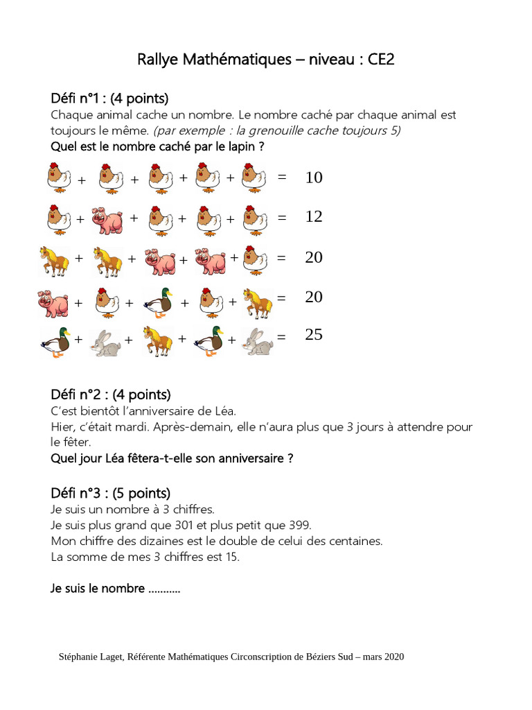 Rallye Maths Ce2 1 | PDF