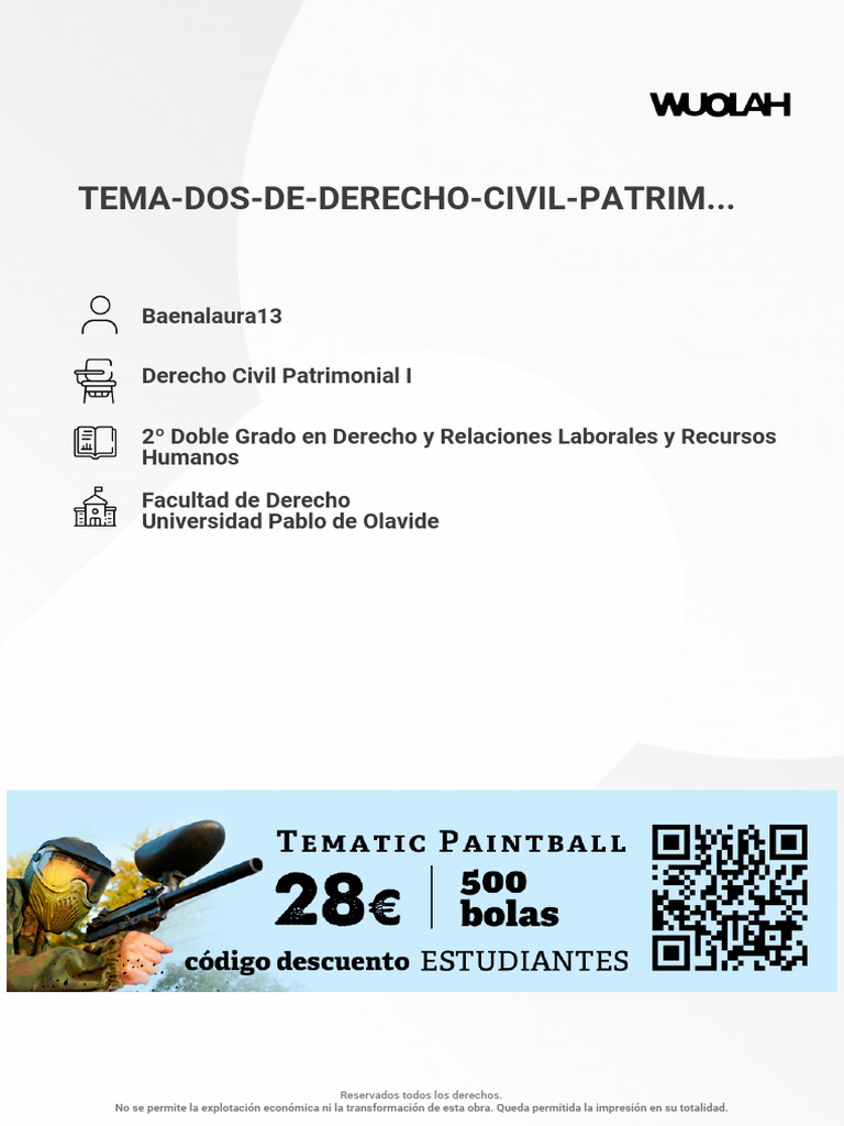 Wuolah Free TEMA DOS DE DERECHO CIVIL PATRIMONIAL | PDF
