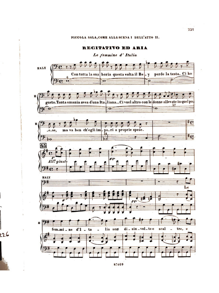 Rossini Italiana in Algeri Le Femmine D'italia | PDF