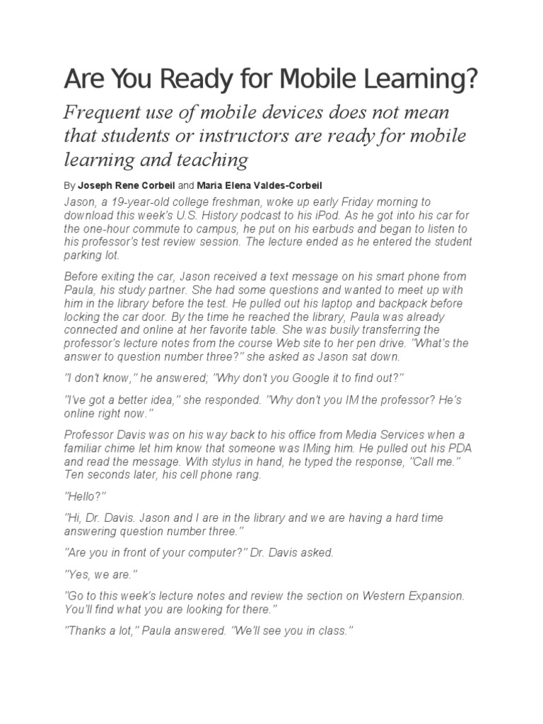 A Mobile Learning | PDF | Personal Digital Assistant | Educational ...