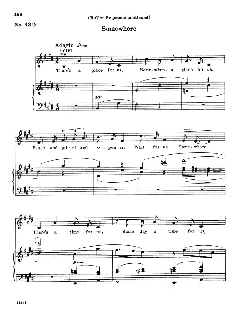 Bernstein West Side Story Somewhere | PDF