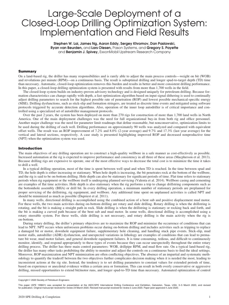 Large-Scale Deployment of A Closed-Loop Drilling Optimization System ...