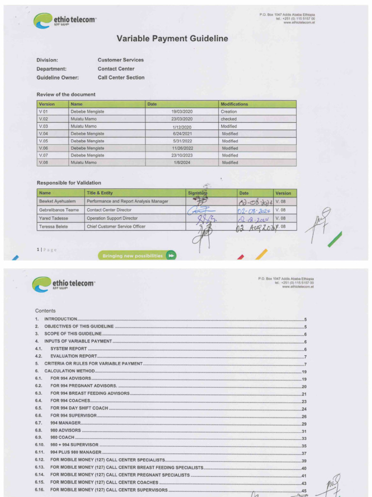 Signed Variable Payment Guideline of August 2024 Final | PDF