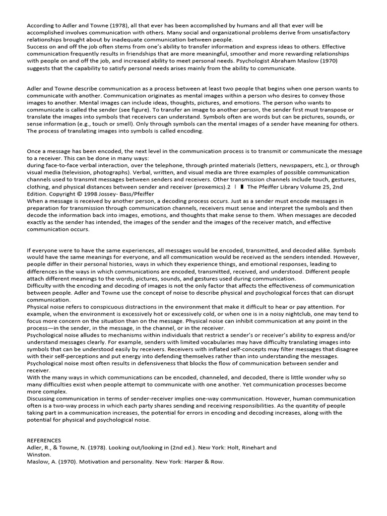 Text 2 Basic Communication Model. | PDF | Communication | Information