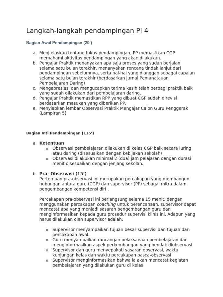 Langkah-Langkah Pendampingan PI 4 | PDF
