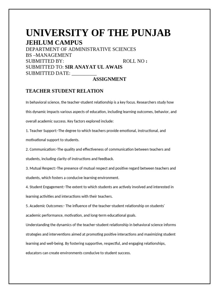 Student Teacher Relation Pdf