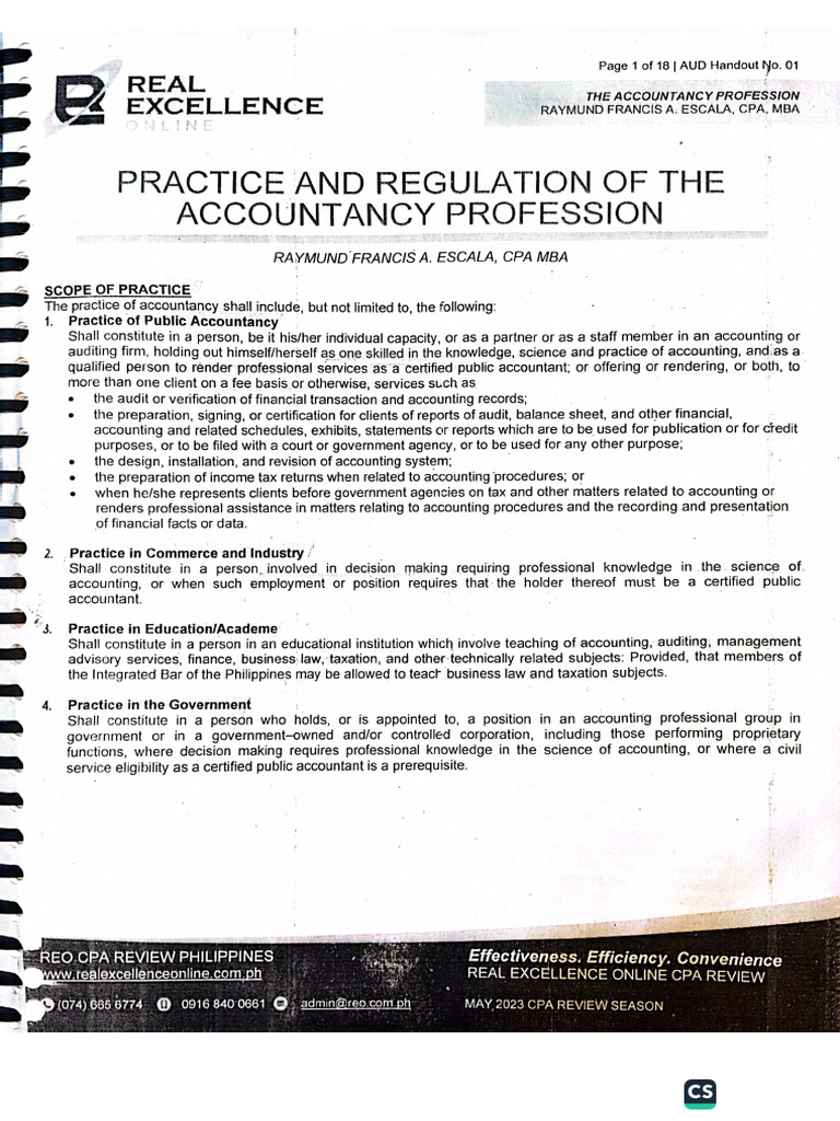 Auditing Reviewer - Practice and Regulation of The Accountancy ...