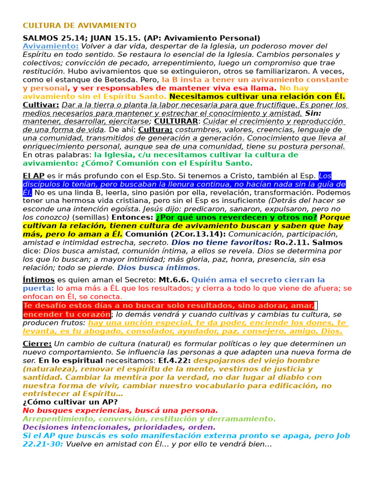Cultura de Avivamiento | PDF